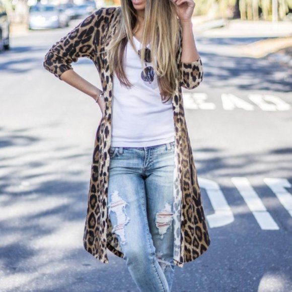 Monarch Fashion | Sweaters | Brown Leopard Print Long Cardigan | Poshmark